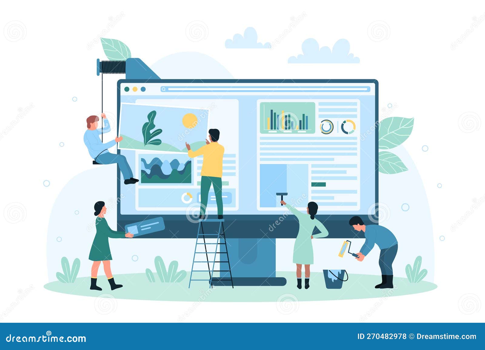 Web Design, Tiny People Create Digital Interface of Homepage, UI and UX ...
