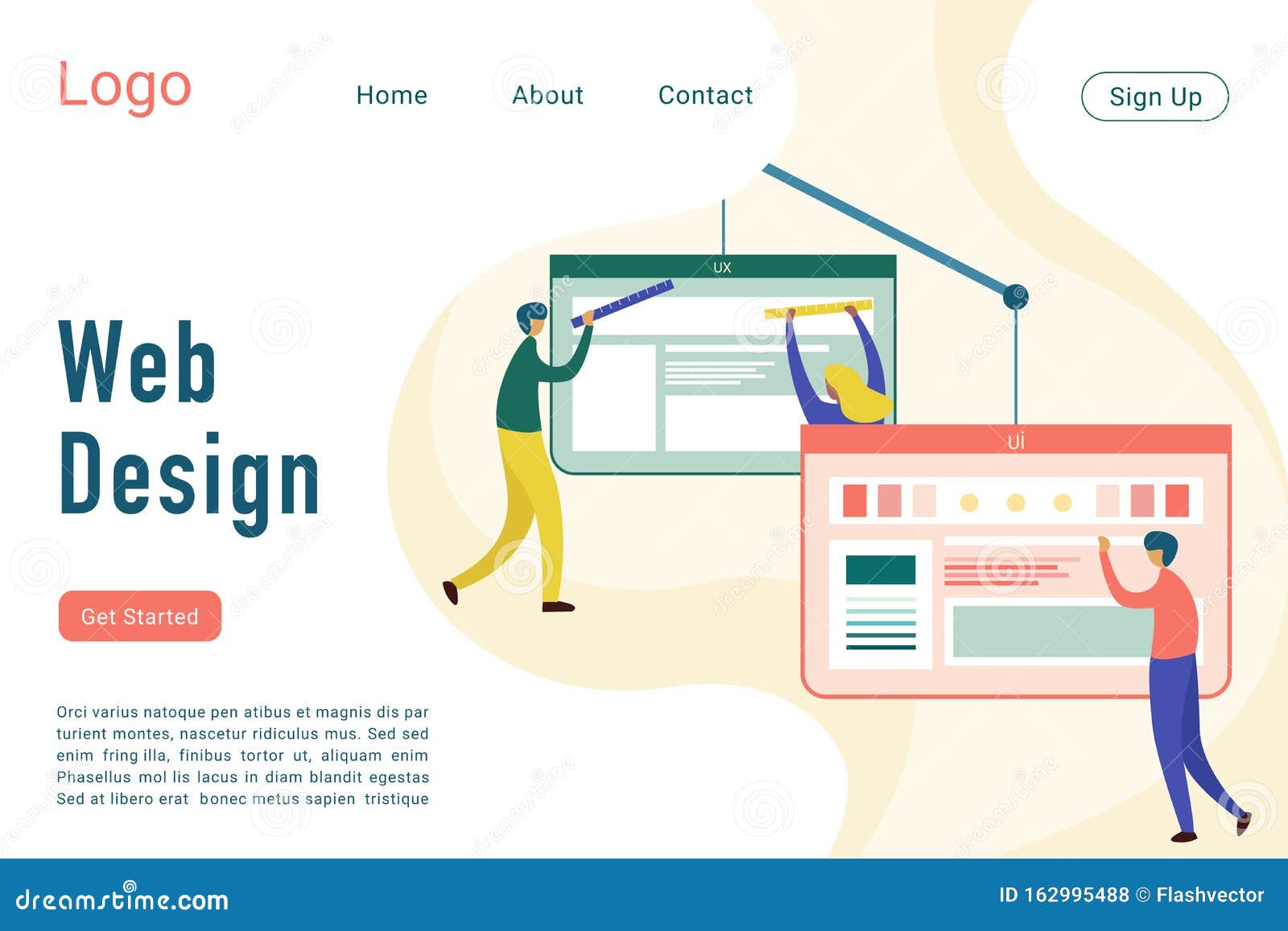Web Design Vector Flat Landing Page Template Stock Vector ...