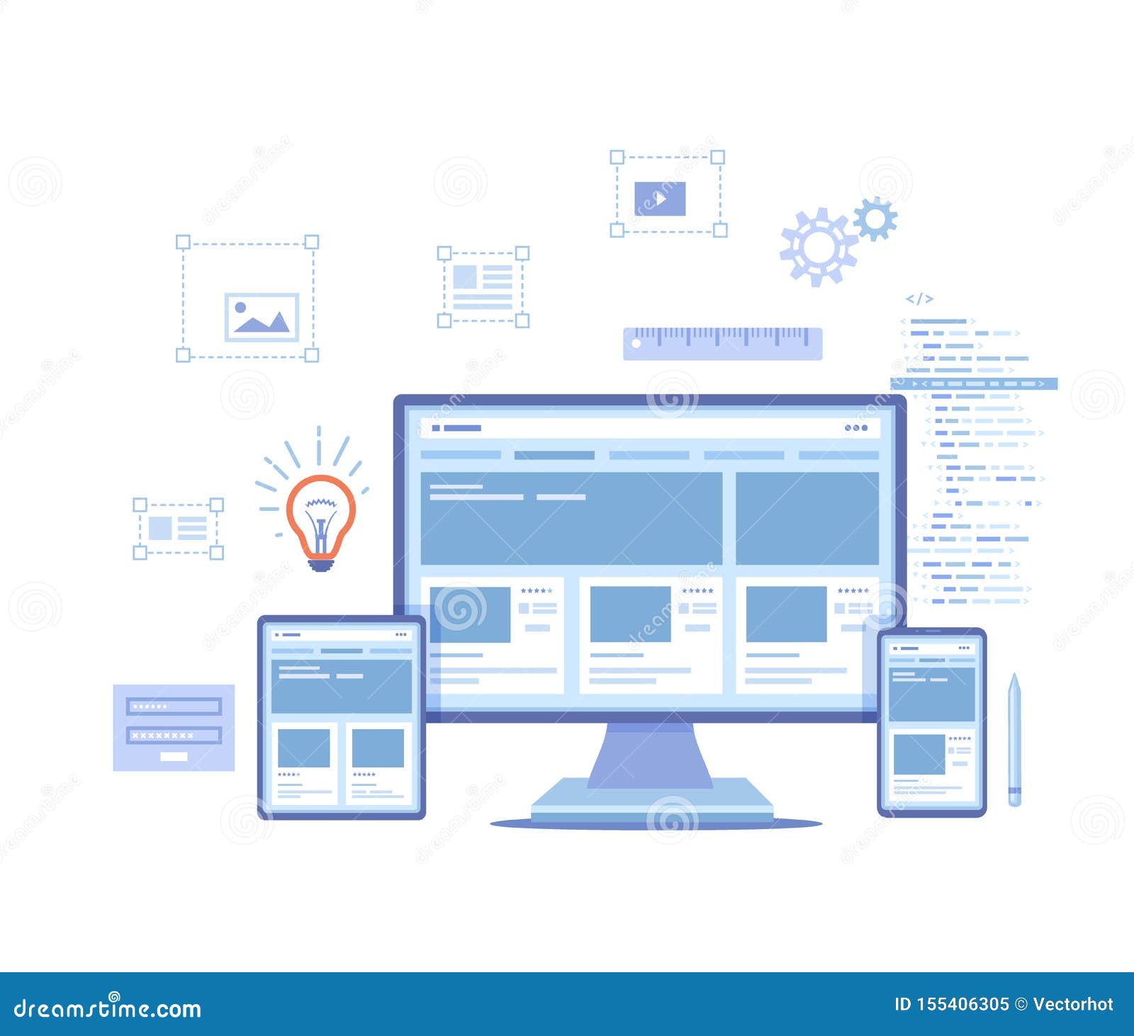 Web Design. Website Template for Monitor, Laptop, Tablet, Phone ...