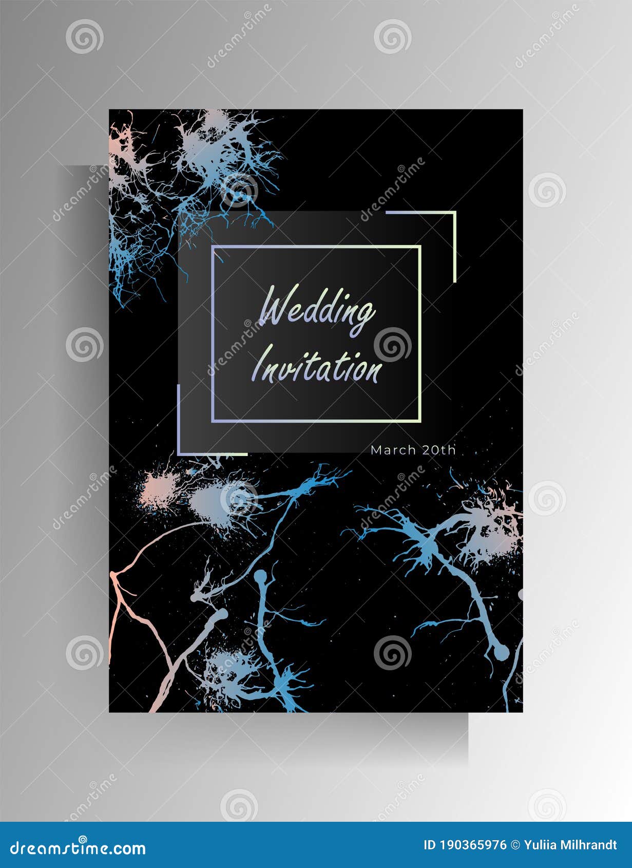Design Wedding Invitation Template. Colored Spots of Paint on a Black ...