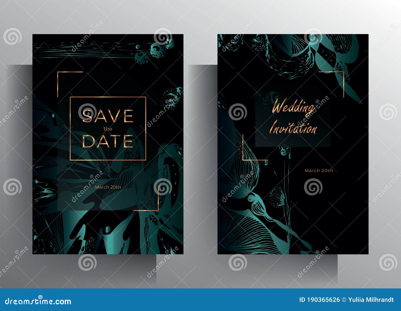 Design Wedding Invitation Template Set. Turquoise Texture Elements and ...