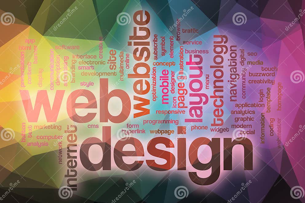 Web Design Word Cloud with Abstract Background Stock Illustration ...