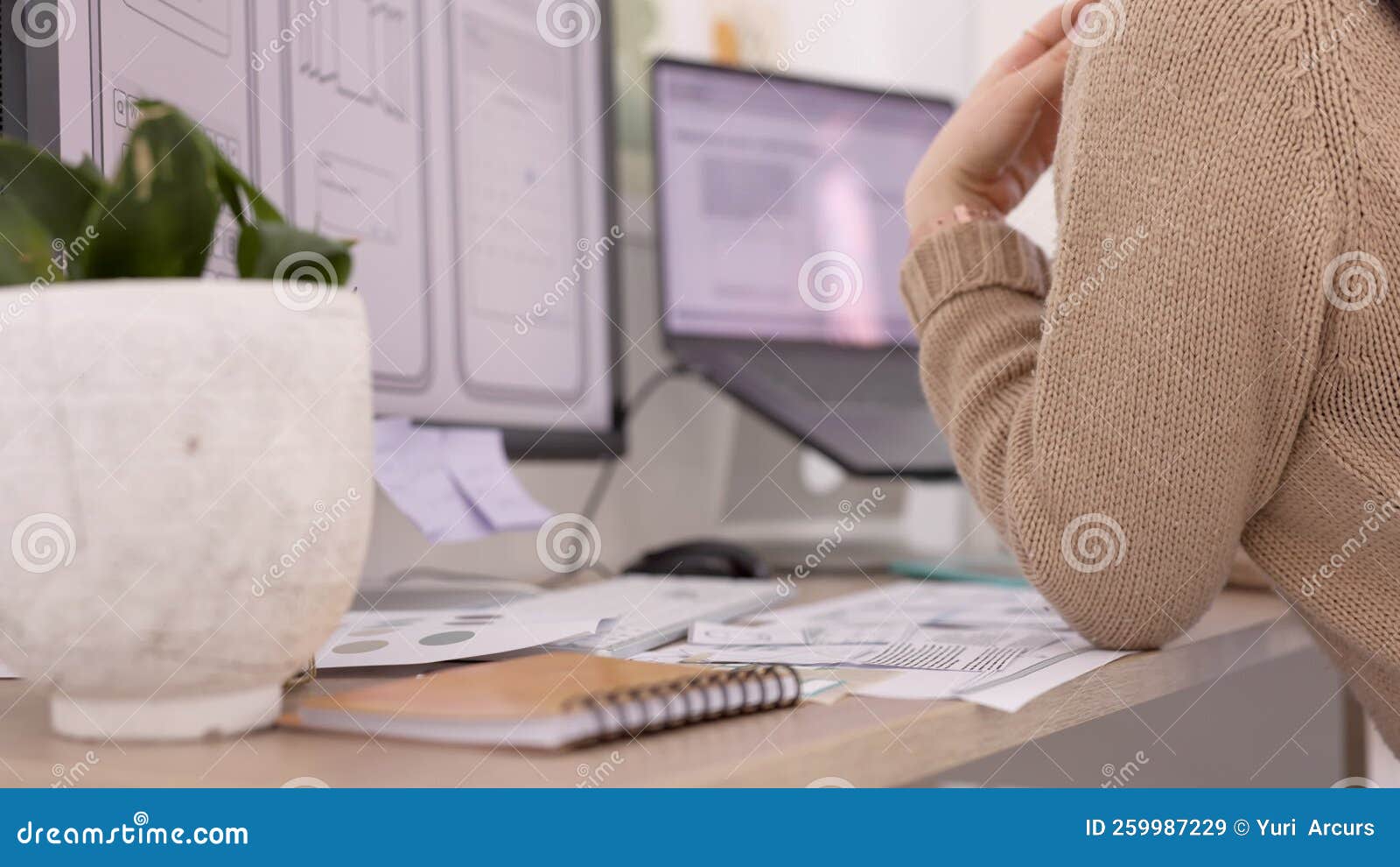 Web Design, Work and Woman Planning on a Computer, Working on the Web ...