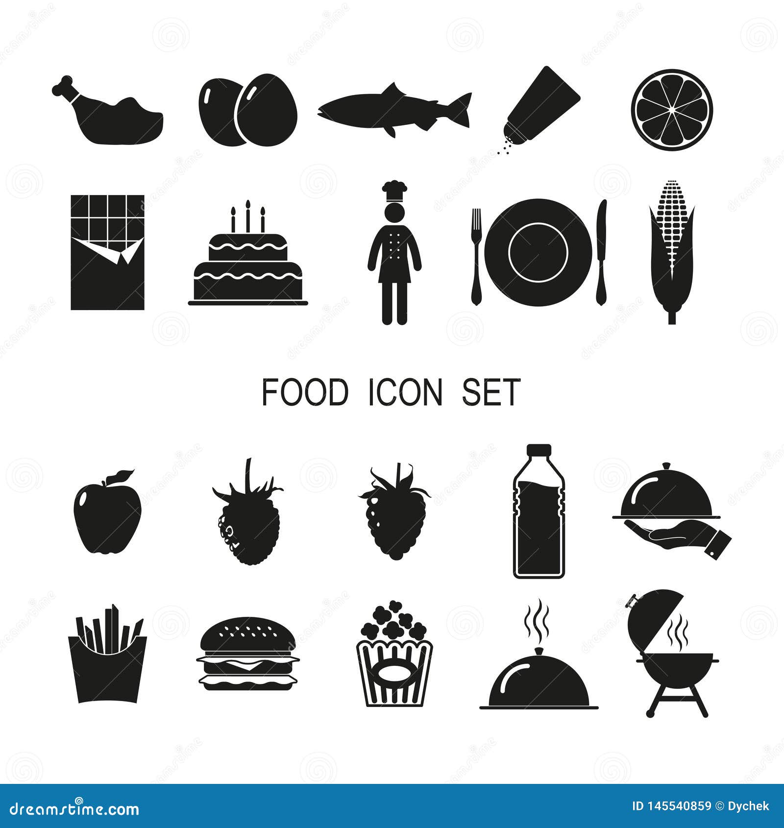 Food Icon Set. Simple Vector Illustration Stock Vector - Illustration ...