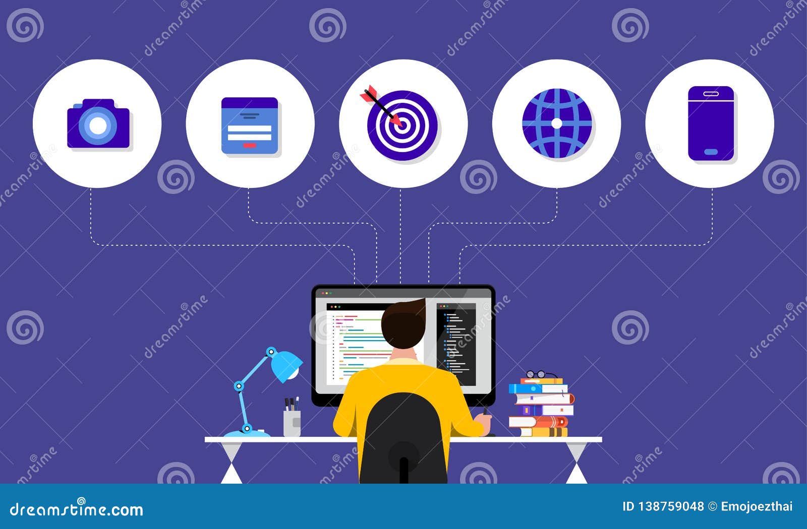 Web Designe and Programmer stock vector. Illustration of icon - 138759048