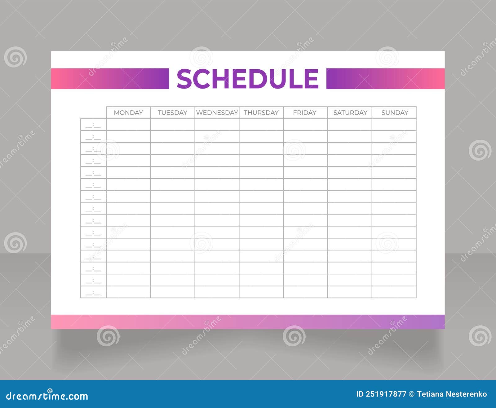 Web Designer Course Schedule Worksheet Design Template Stock Vector ...