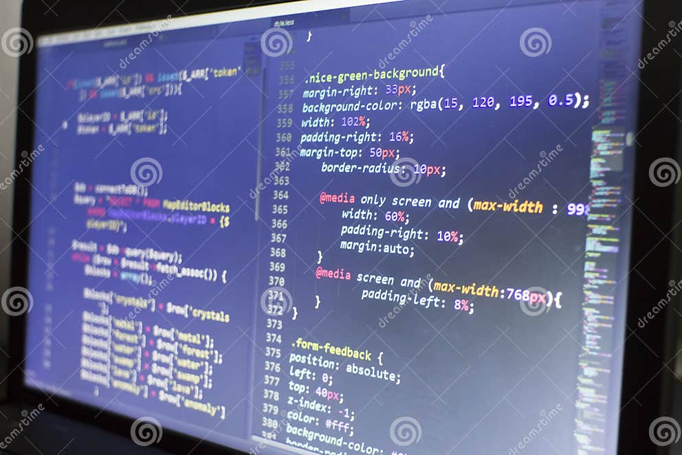 Web Designer CSS3/less/SASS Code Close Up Stock Photo - Image of background, close: 104081236