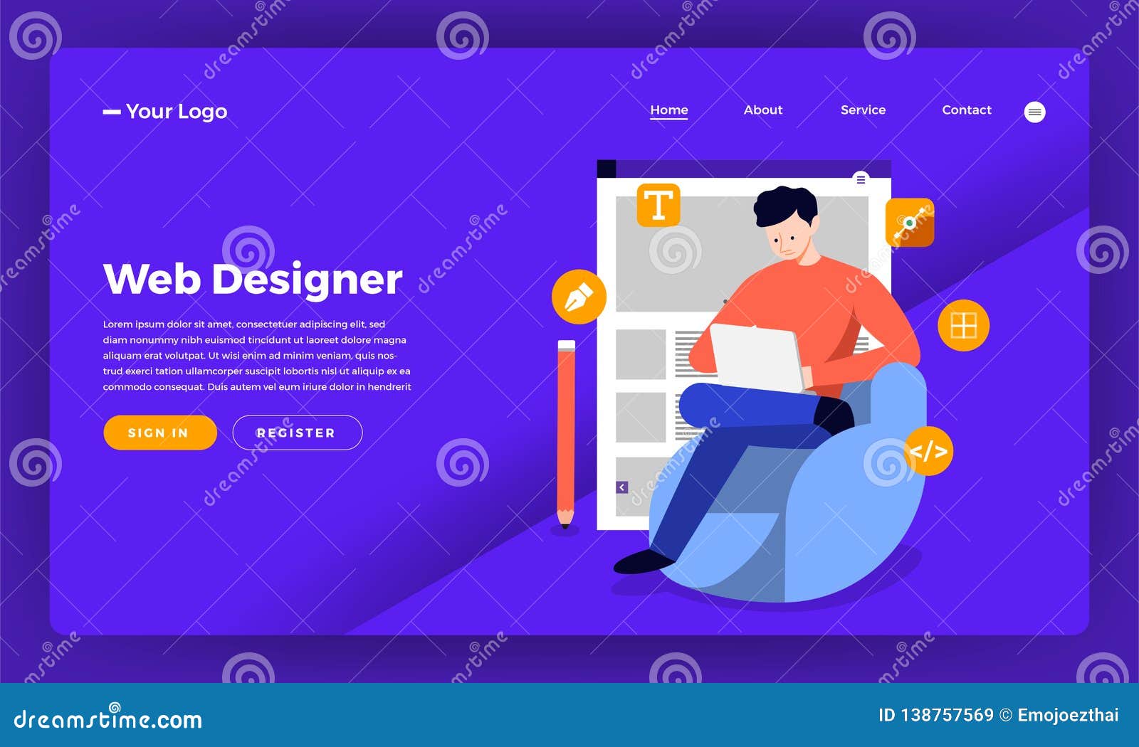 Web Designer & Developer Stock Illustration - Illustration of abstract ...