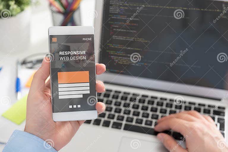 Web Designer, Programmer Working with Template Stock Photo - Image of scalable, phone: 140145706