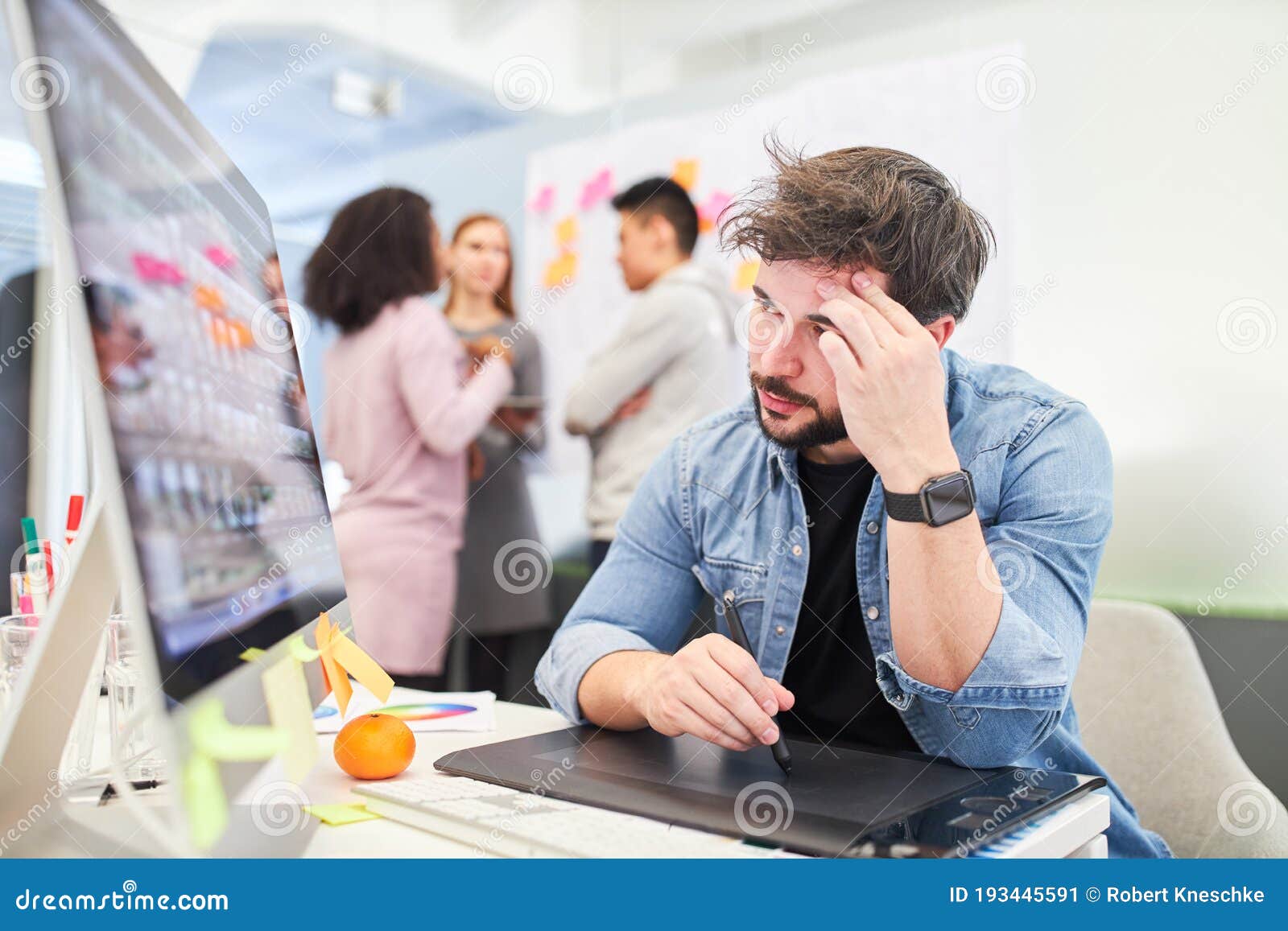 Web Designer Sits Exhausted at the Computer Stock Image - Image of ...