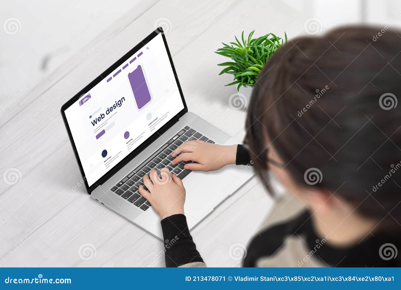 Web Designer Work on Laptop Computer on Webpage Layout Concept Stock ...