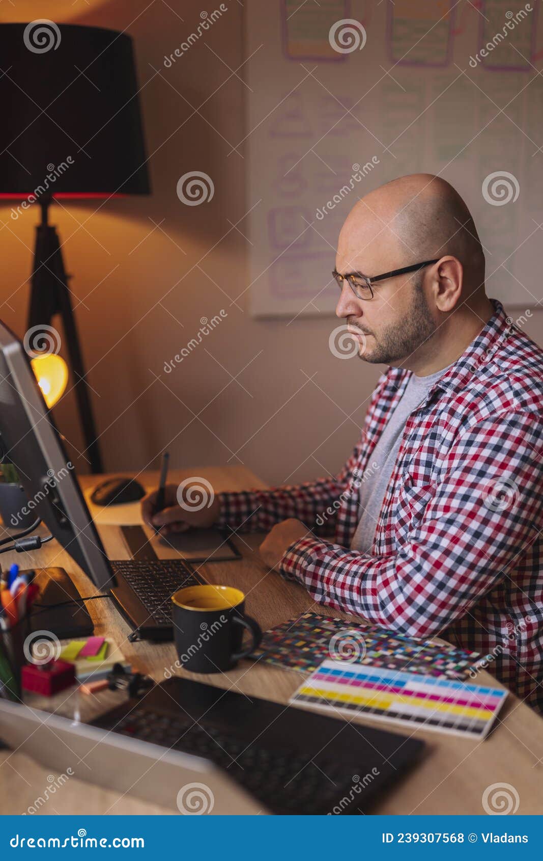 Web Designer Working in Home Office Stock Photo - Image of color ...