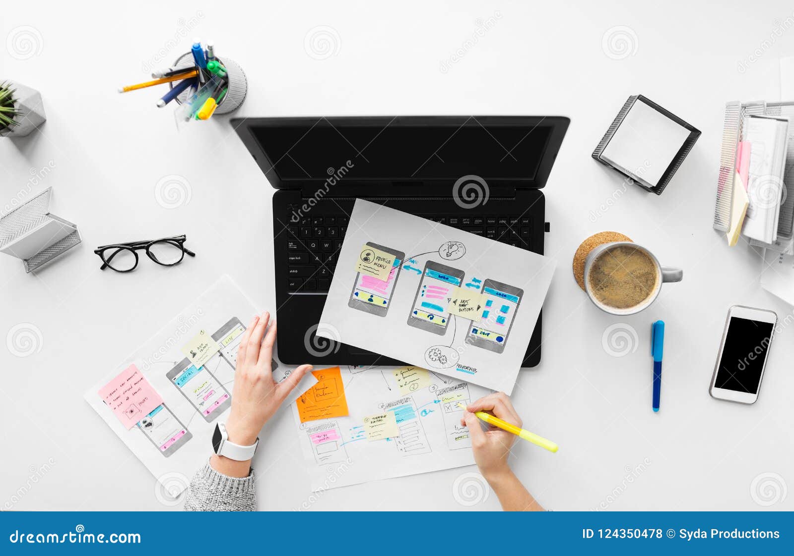 Web Designer Working on User Interface at Office Stock Photo - Image of ...