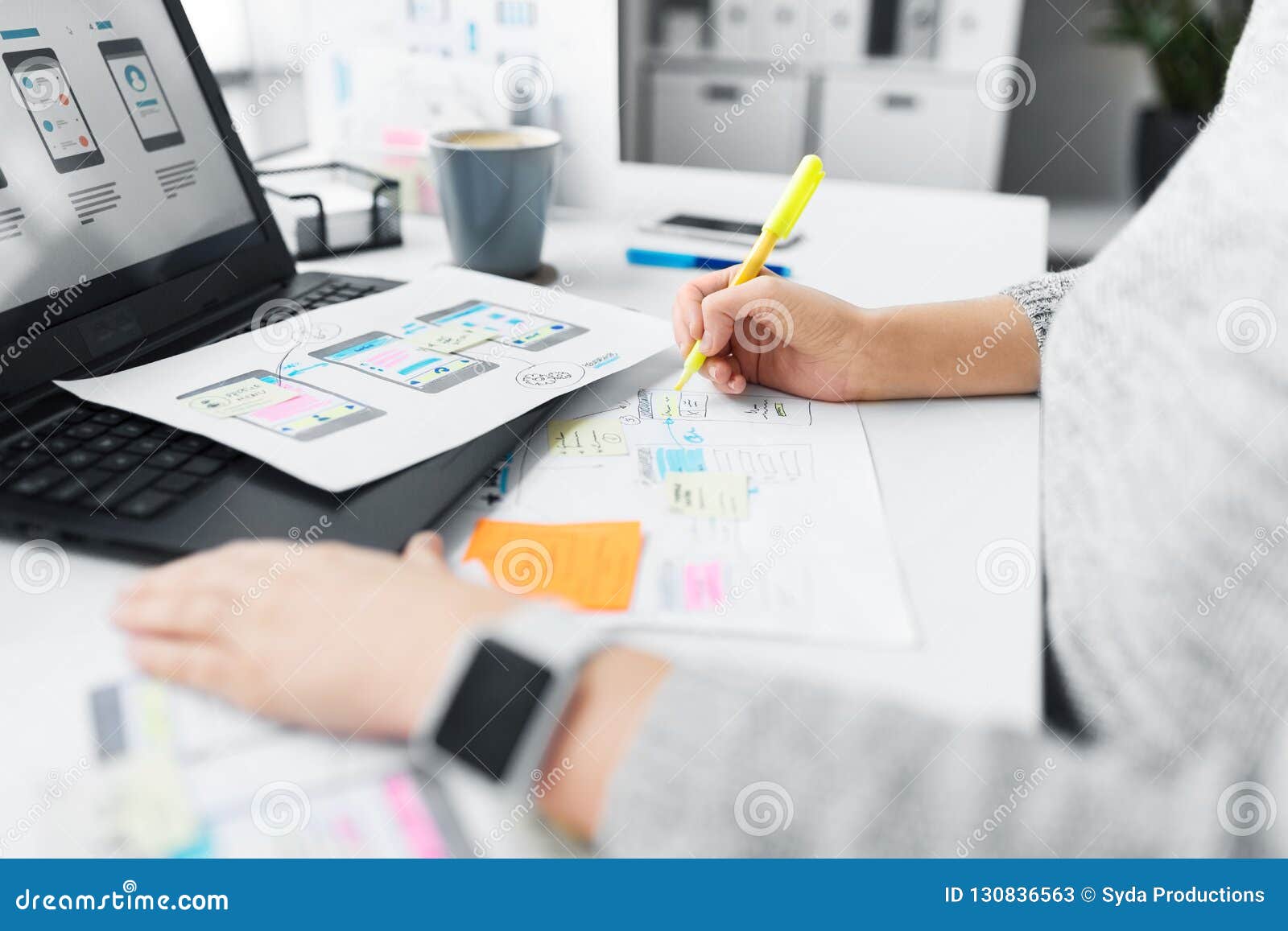 Web Designer Working on User Interface at Office Stock Image - Image of ...