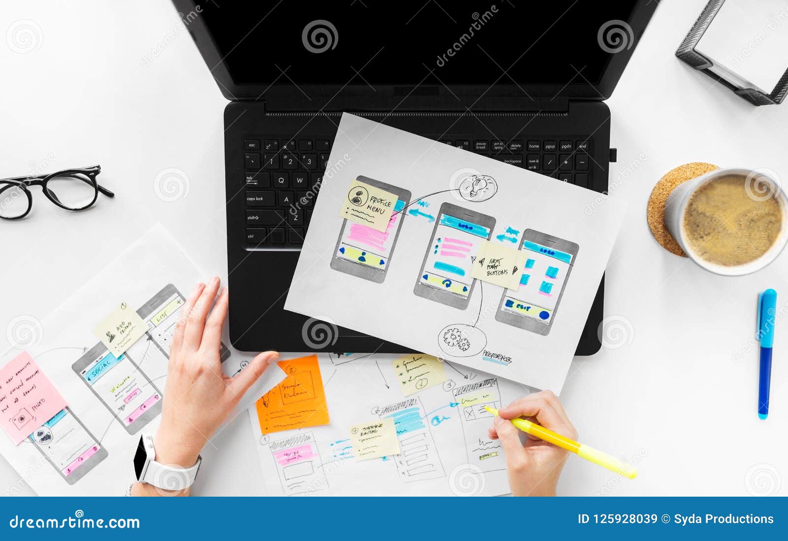 Web Designer Working on User Interface at Office Stock Image - Image of ...
