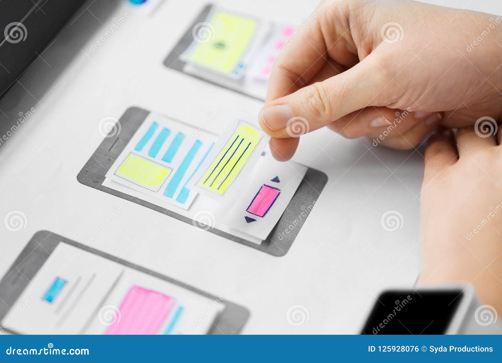 Web Designer Working on User Interface Wireframe Stock Photo - Image of ...