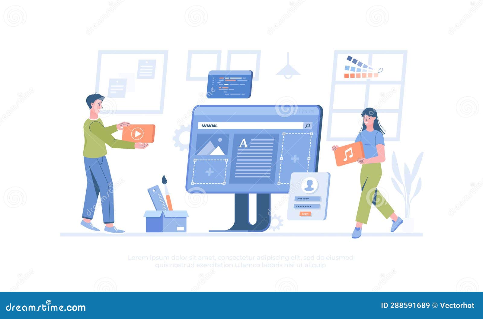 Web Designers Work on Computer Interface. Developing Web Page ...