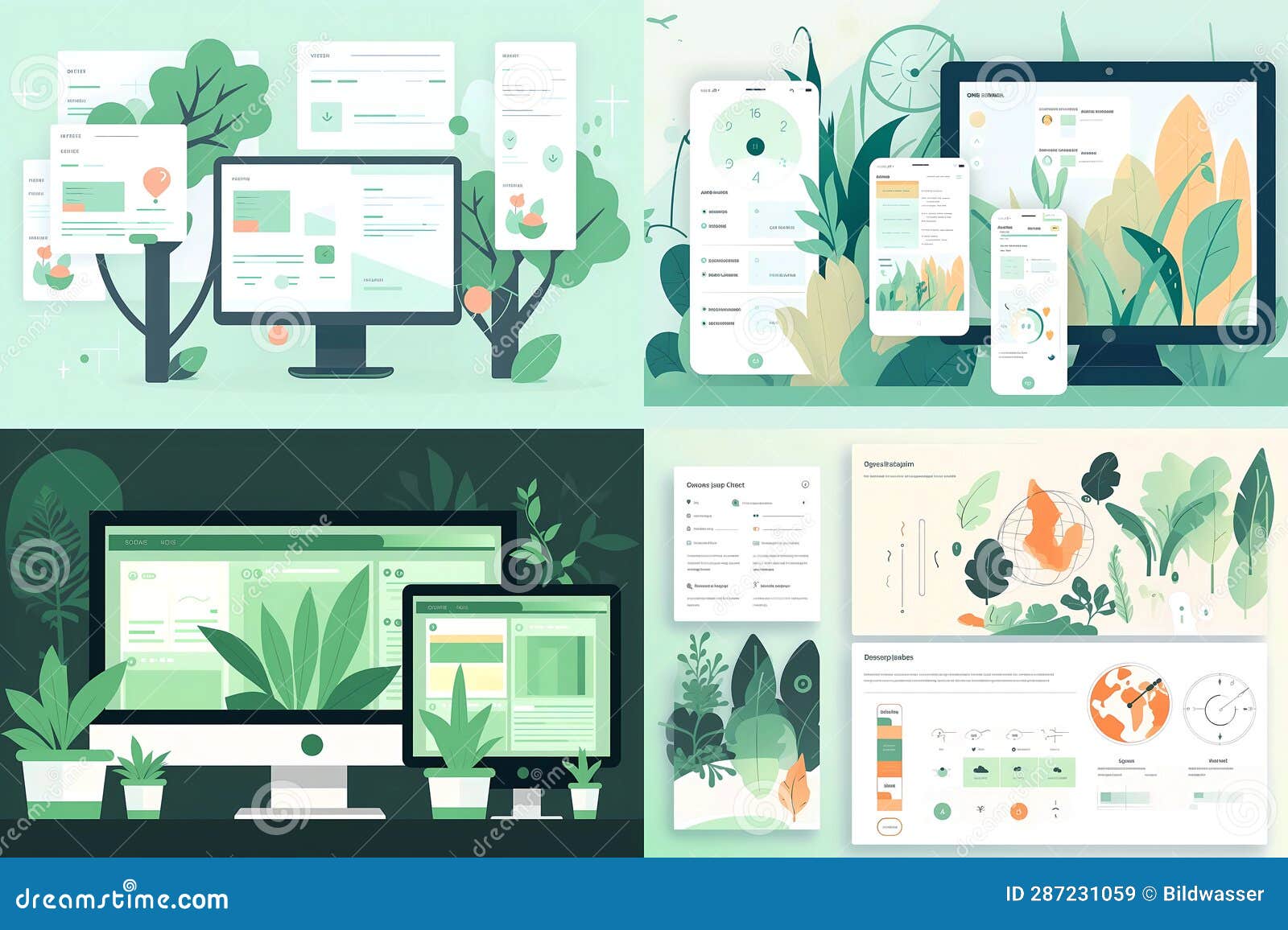 Web Designs for Plant Database. Minimal Design Stock Illustration ...