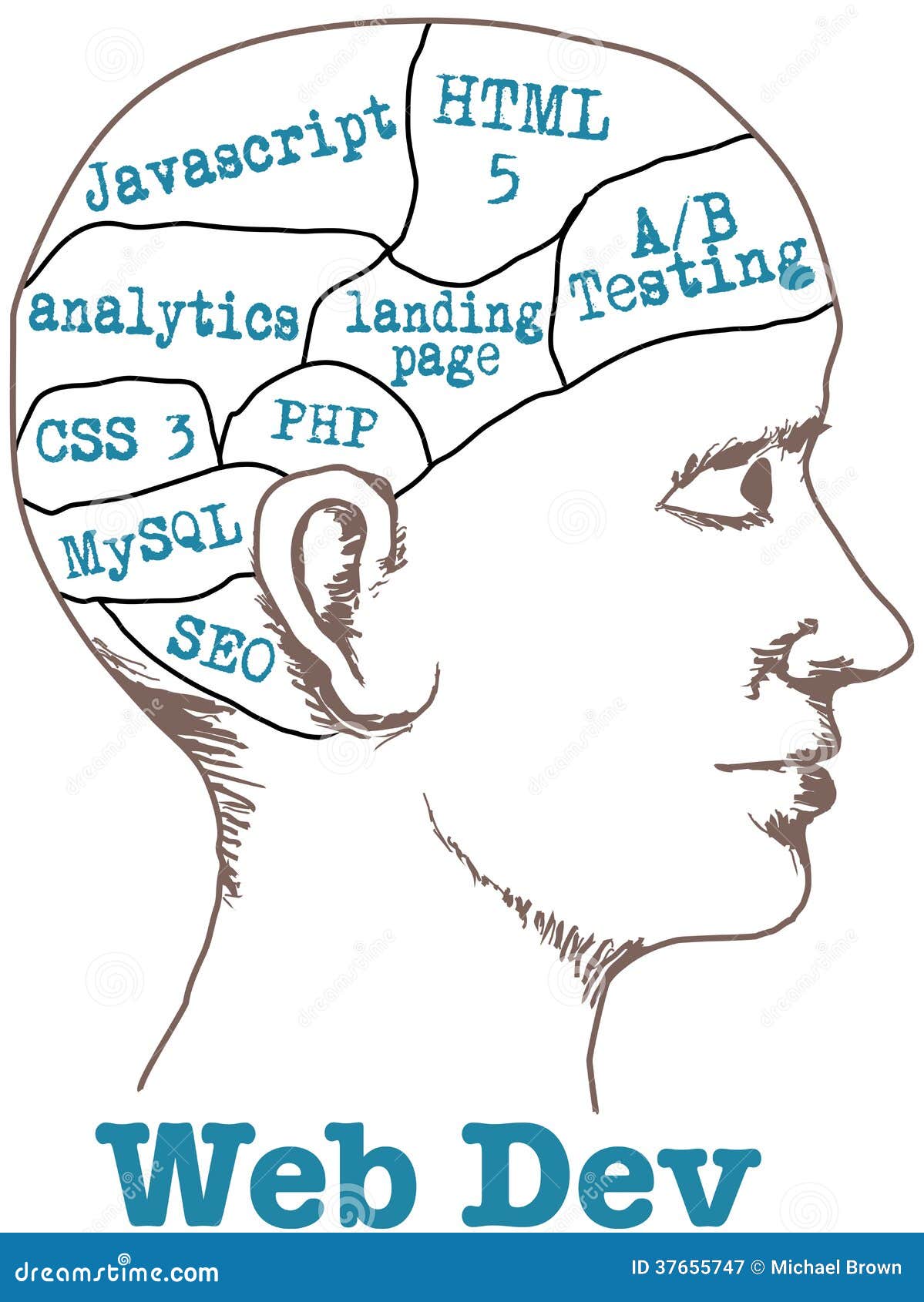 Web Dev Developer Technology Tools Head Stock Vector - Illustration of ...