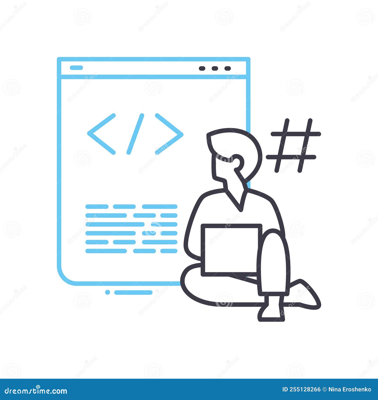 Web Develop Line Icon, Outline Symbol, Vector Illustration, Concept ...