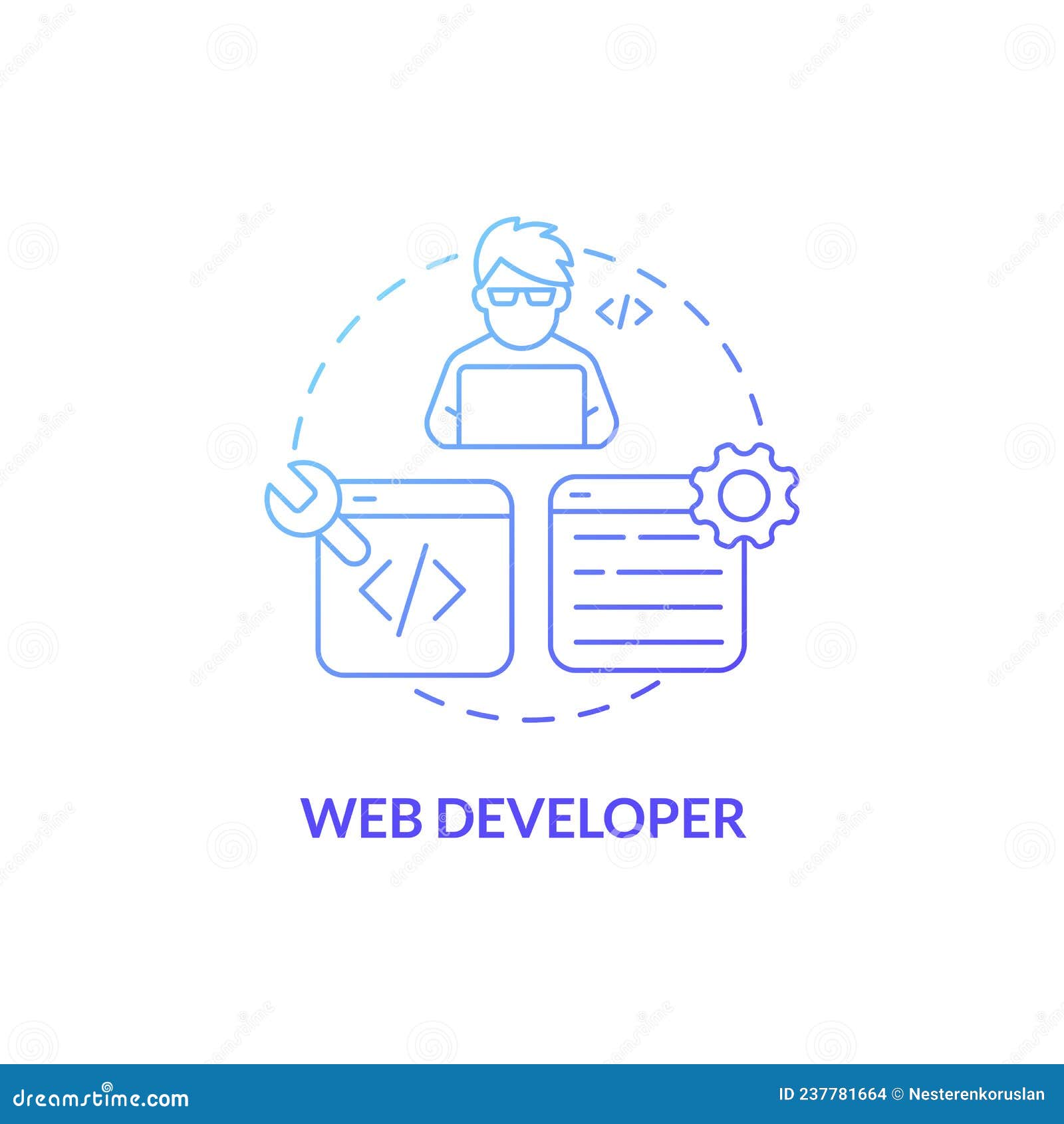Web Developer Blue Gradient Concept Icon Stock Vector - Illustration of ...