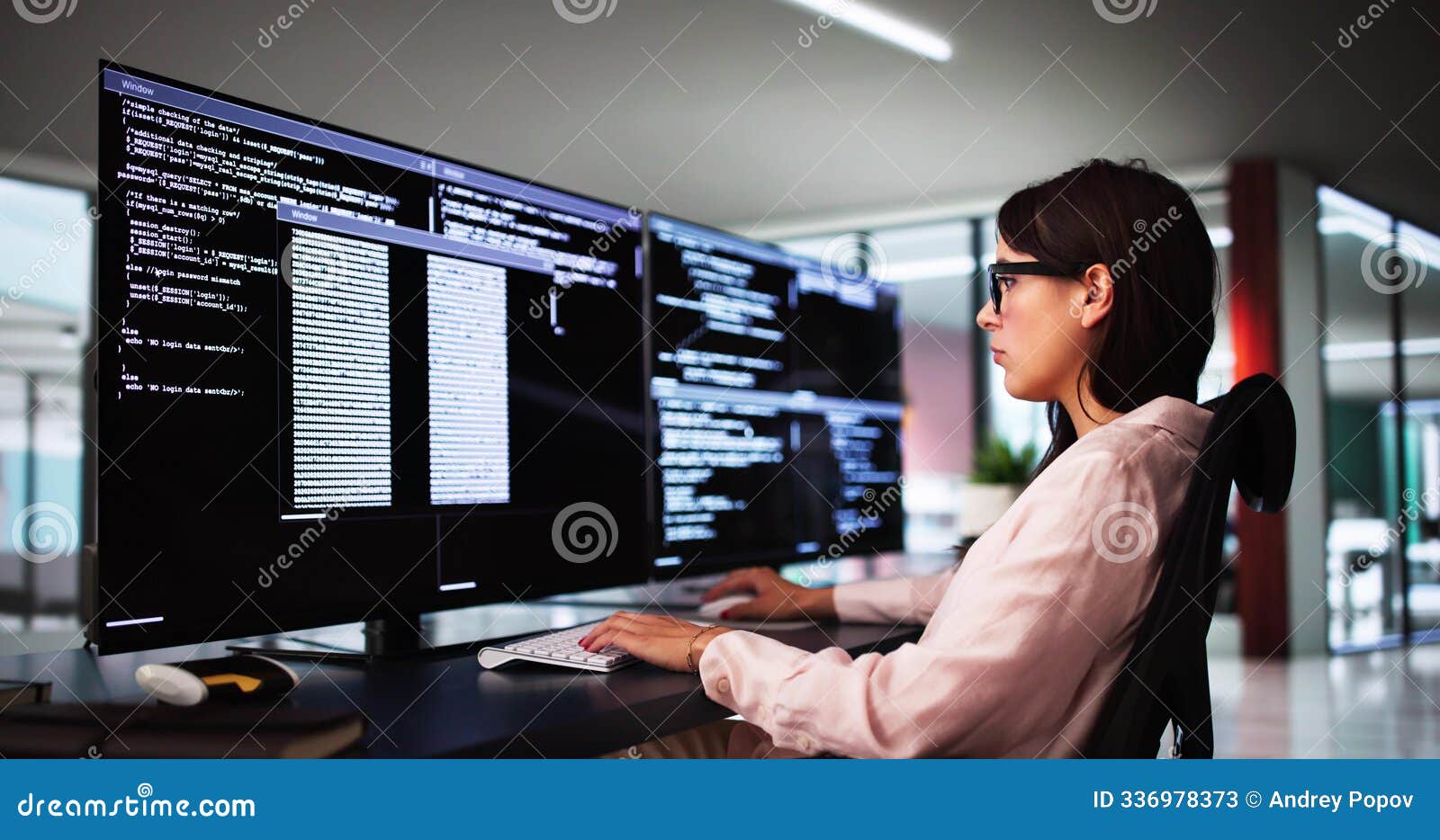 Web Developer Coding On Computer Stock Image Image Of Coding