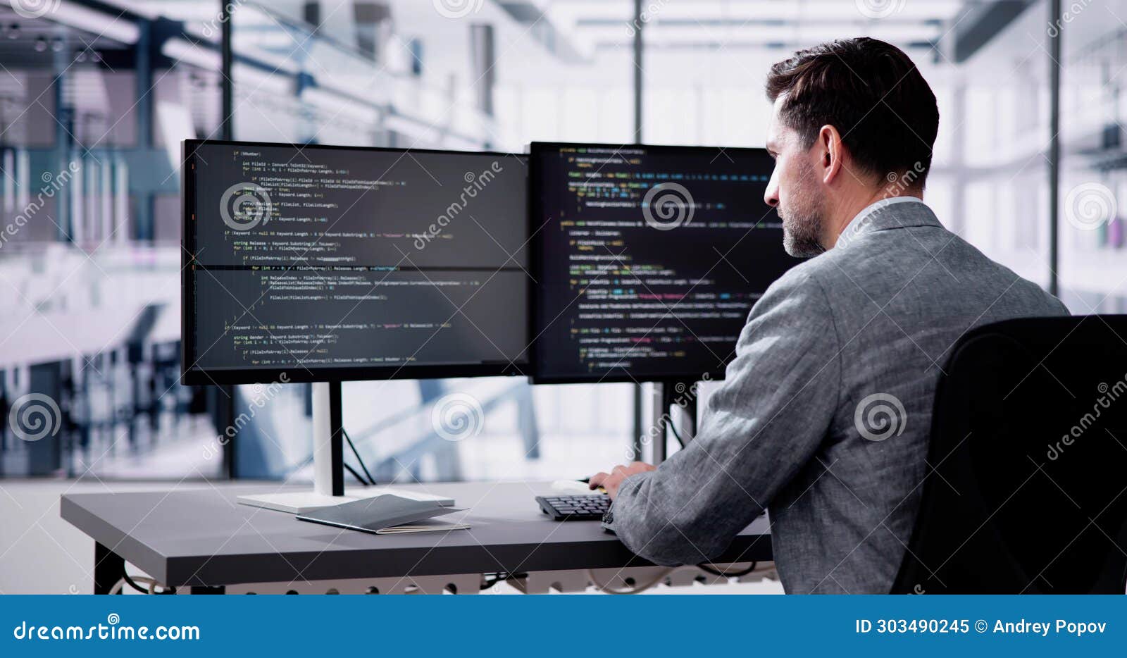 Web Developer Coding On Computer Stock Image Image Of Desk Coding 303490245