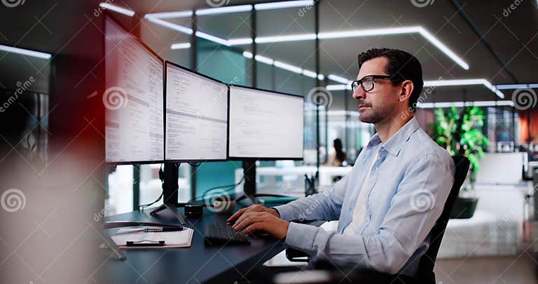 Web Developer Coding on Computer Stock Photo - Image of coding, compute: 339072422