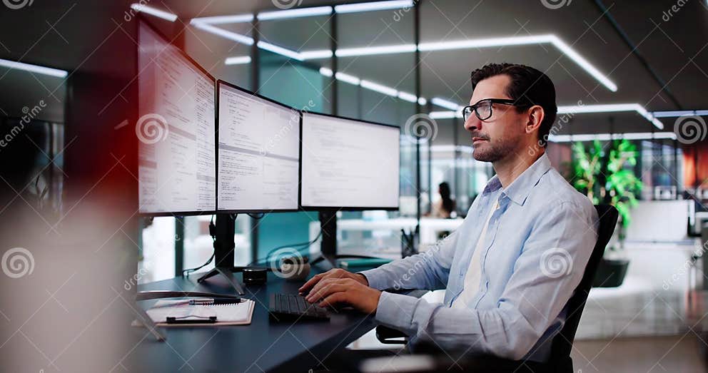 Web Developer Coding on Computer Stock Photo - Image of coding, compute ...