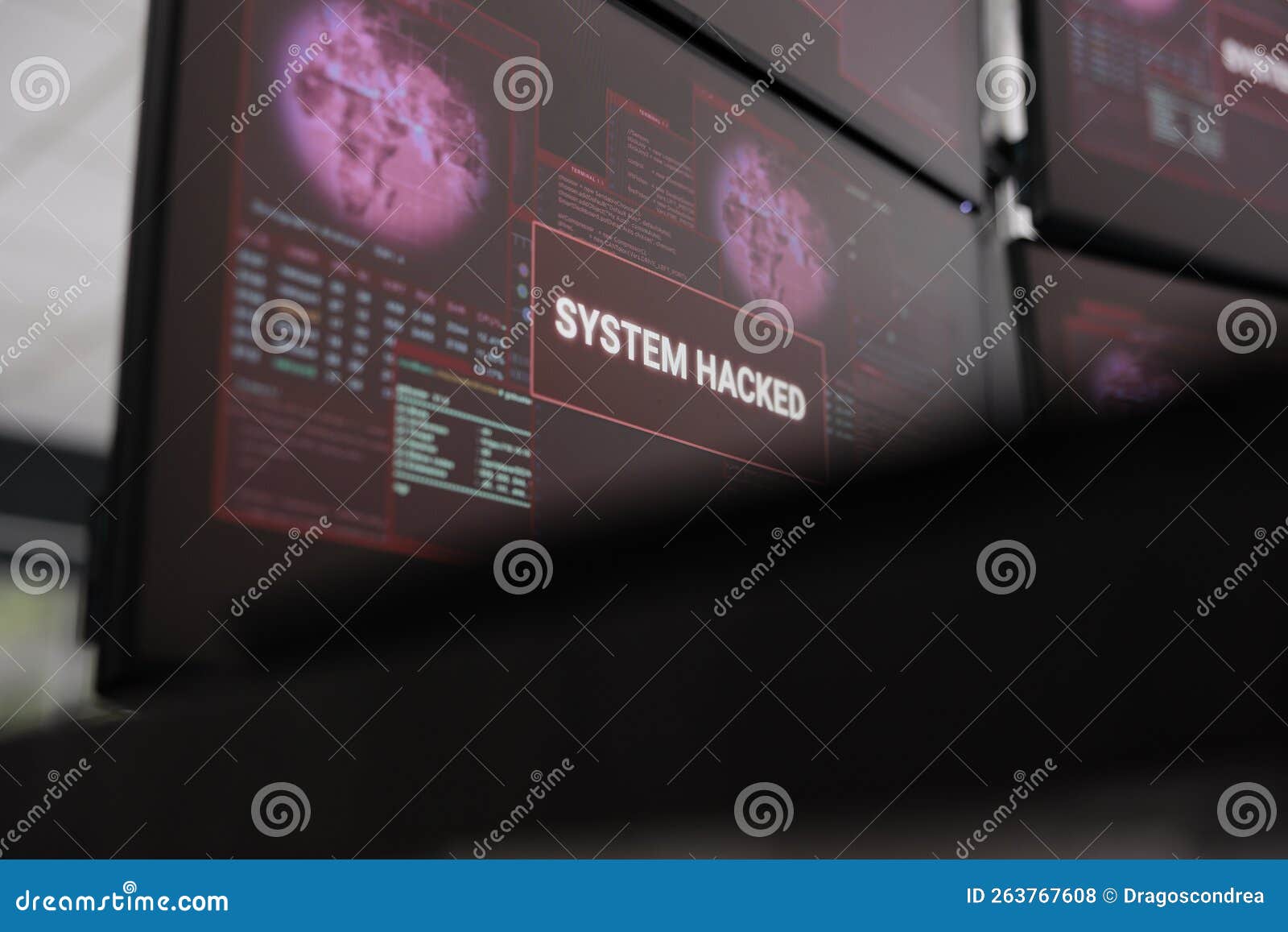 Web Developer Computer Showing Cyber Crime Attack on Monitor Stock ...