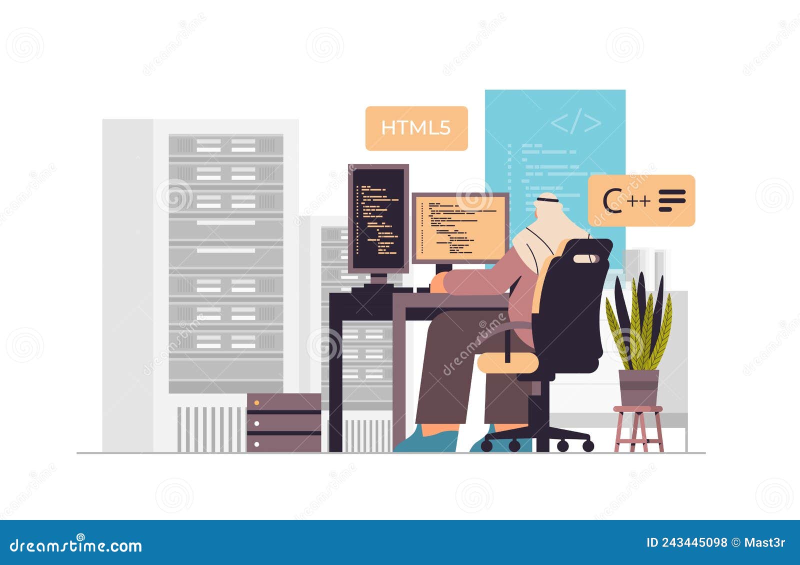 Web Developer Creating Program Code On Computer Monitor Development Of Software And Programming