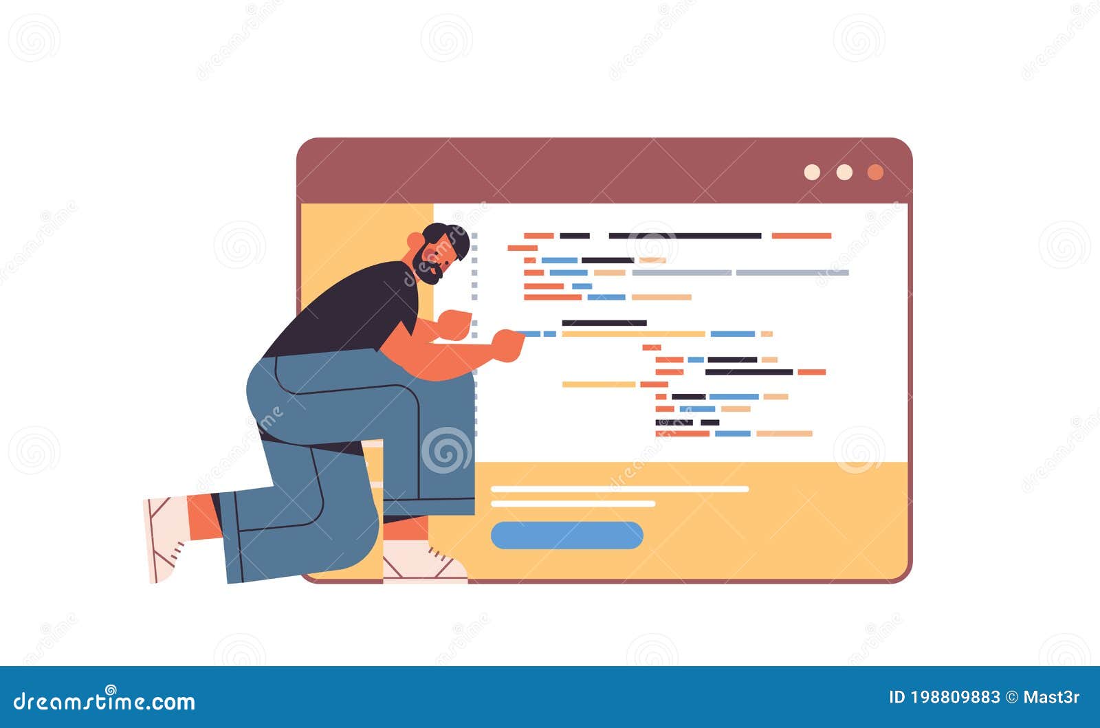 Web Developer Creating Program Code Development Of Software And Programming Concept Stock Vector