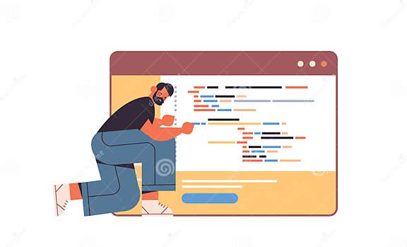 Web Developer Creating Program Code Development Of Software And Programming Concept Stock Vector 