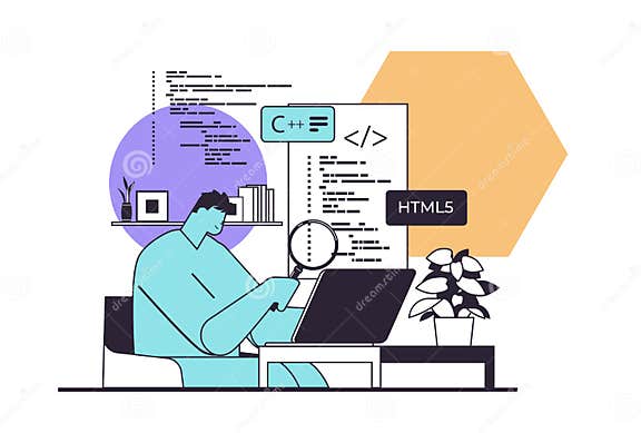 Web Developer Creating Program Code On Laptop Screen Development Of Software And Programming