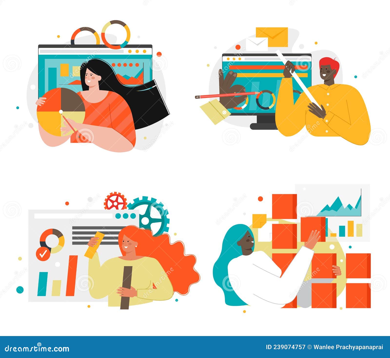 Web Developer, Designer Cartoon Character Set, Vector Isolated ...