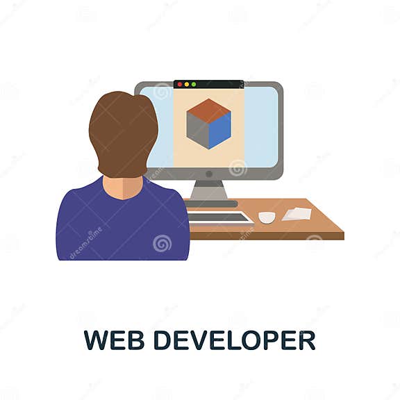 Web Developer Flat Icon. Color Simple Element from Freelance Collection ...