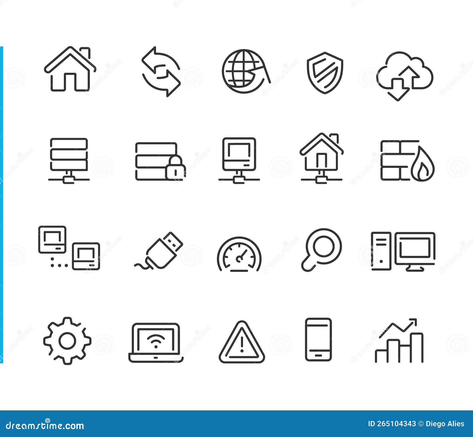 Web Developer Icons // Blue Line Stock Vector - Illustration of laptop ...