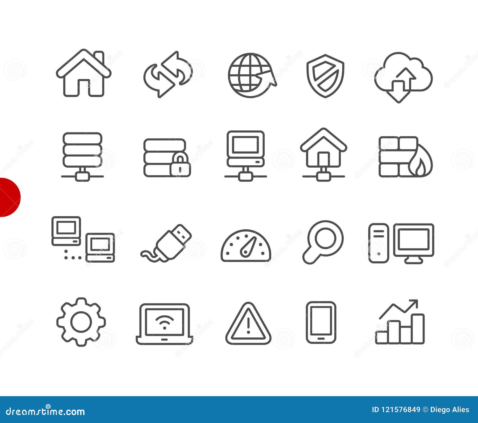 Web Developer Icons // Red Point Series Stock Vector - Illustration of ...