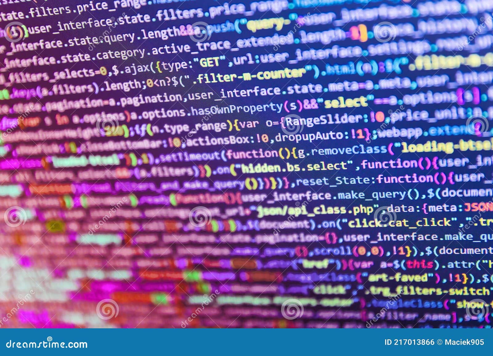 Web Developer Programmer Monitor Screen Display Abstract Computer Script About Big Data And