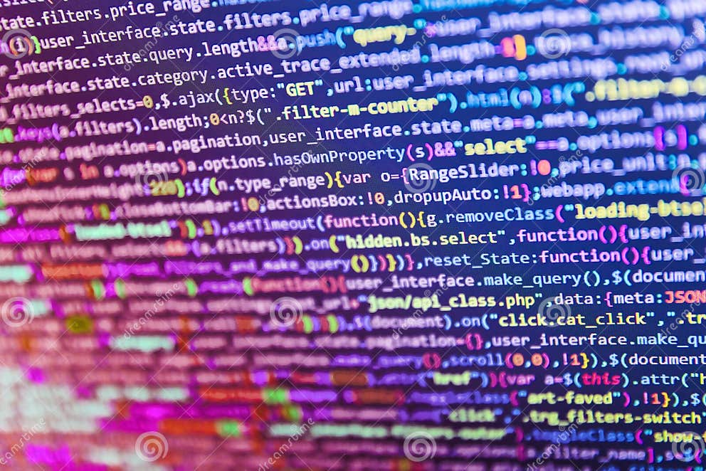 Web Developer Programmer Monitor Screen Display. Abstract Computer ...