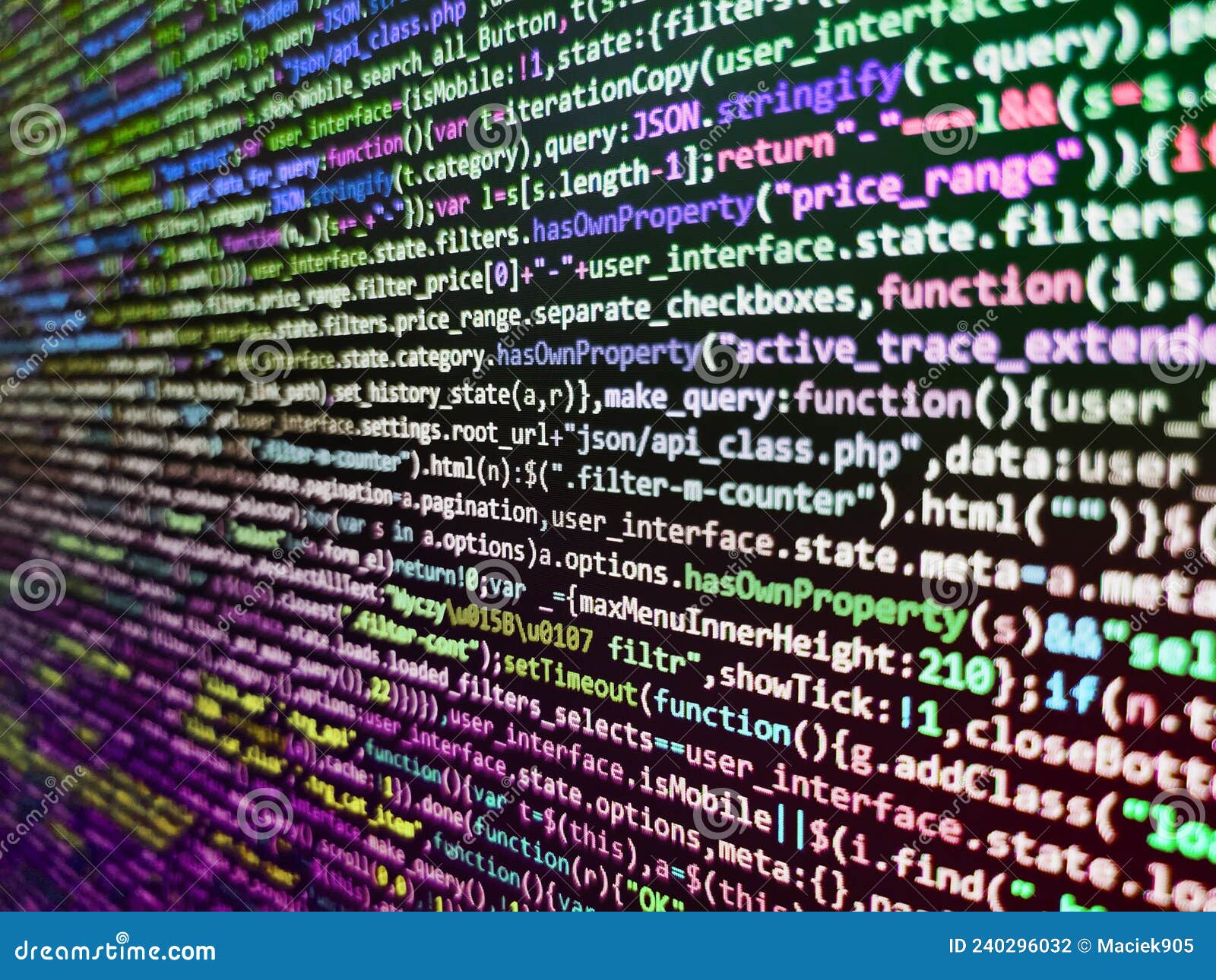 Web Developer Programmer Monitor Screen Display. Digital Abstract Bits Data Stream, Cyber ...