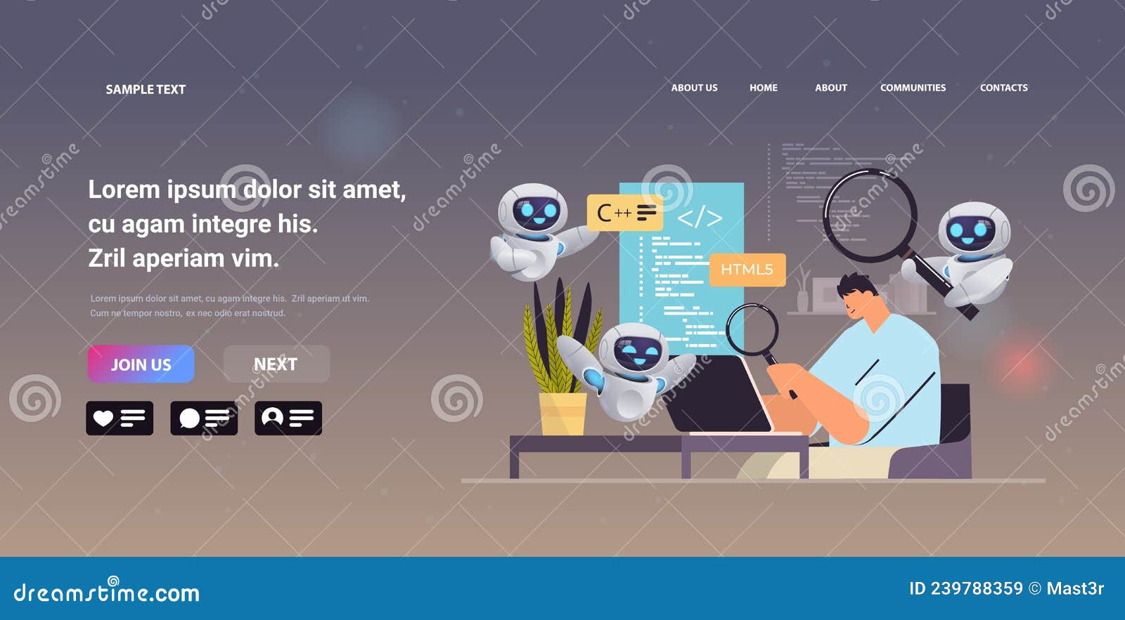 Web Developer with Robots Creating Program Code Development of Software ...