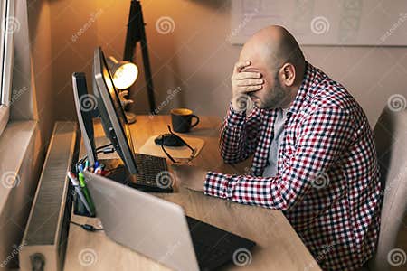 Web Developer Stressed Out at Work Stock Image - Image of laptop ...