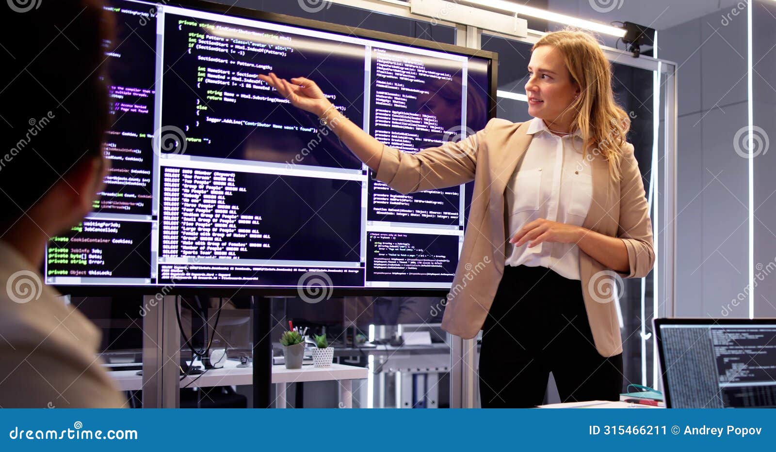 Web developer team meeting stock image. Image of talk - 315466211