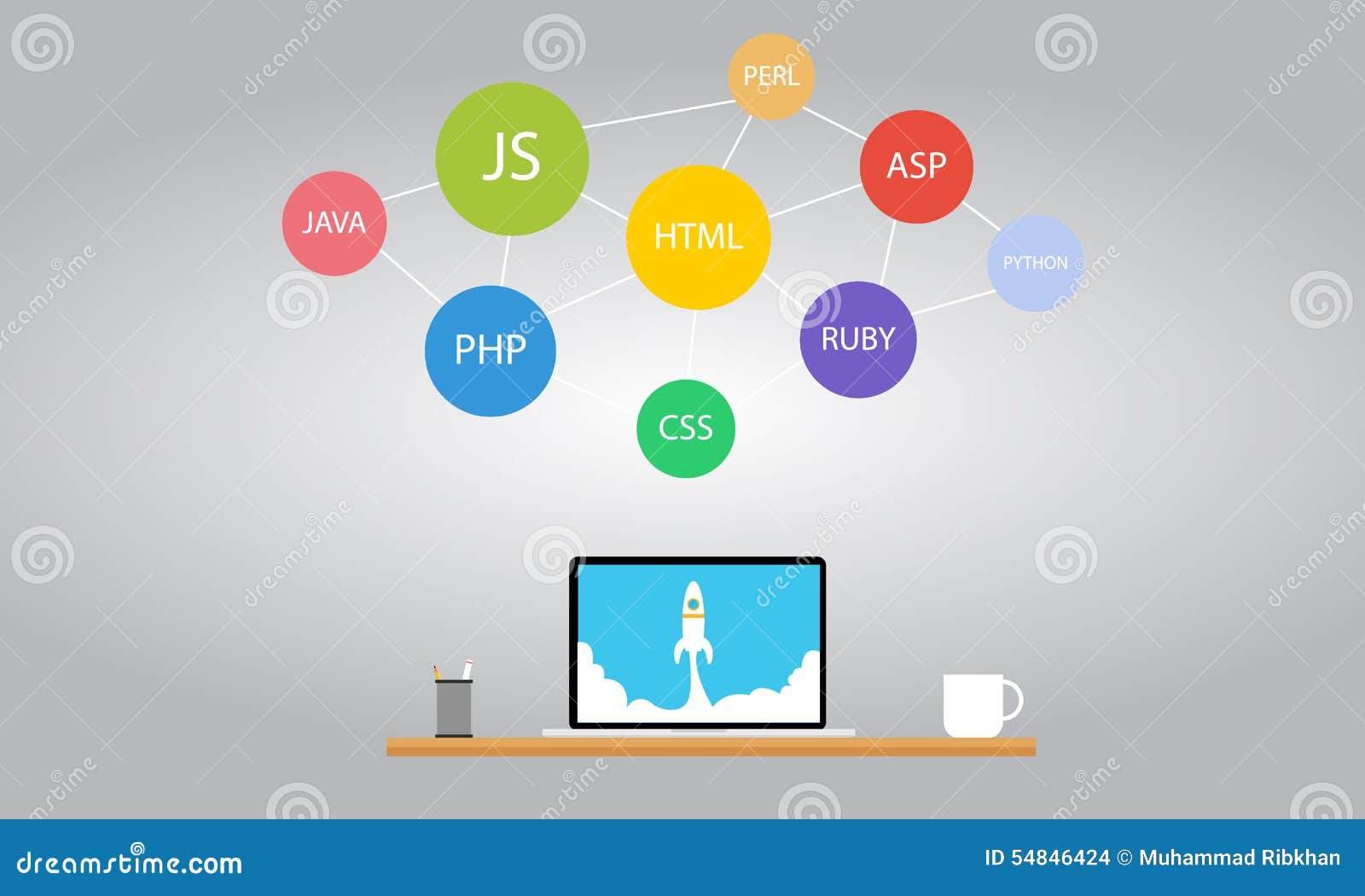 Web developer things stock vector. Illustration of programming - 54846424