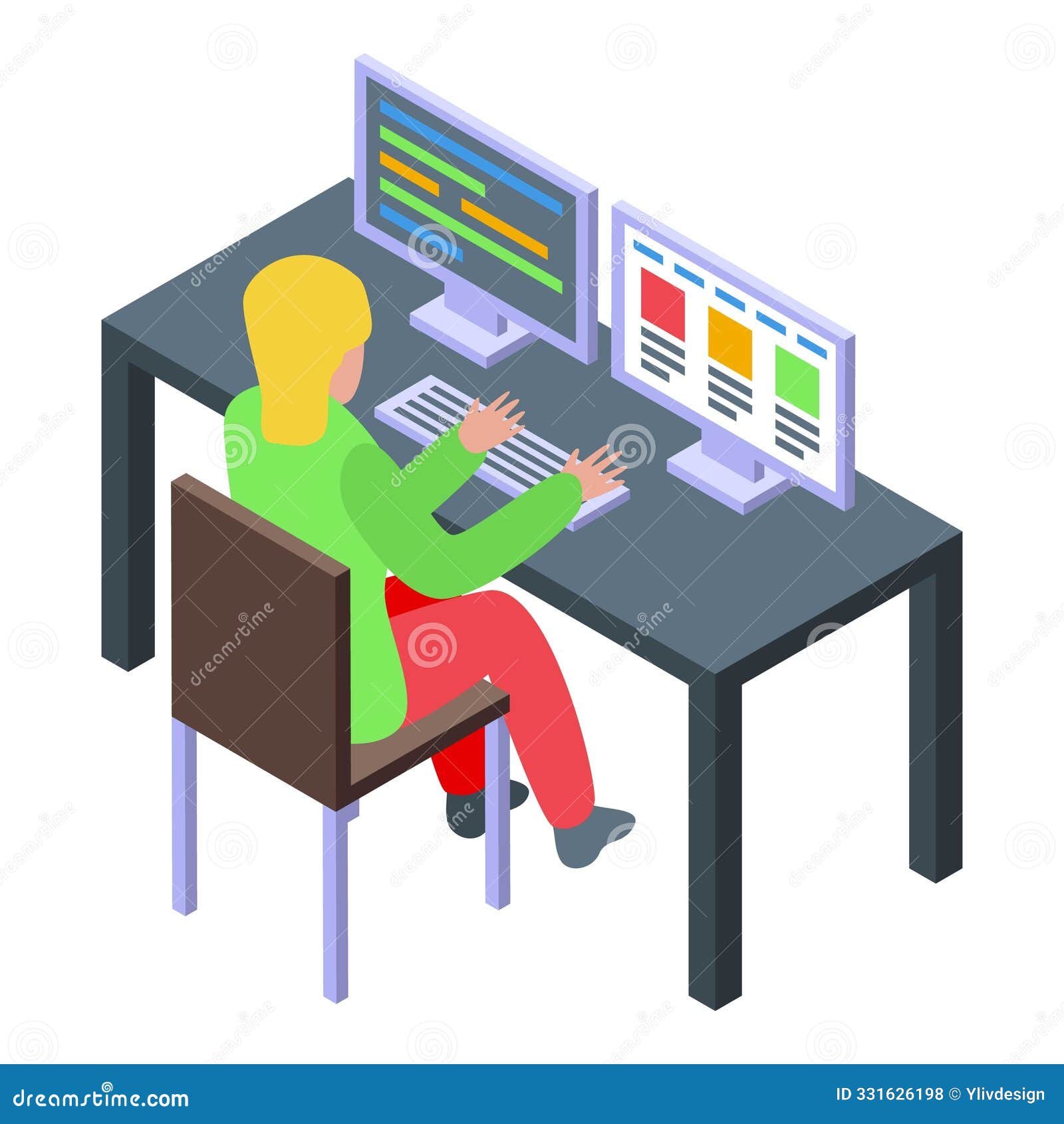 Web Developer Working on Computer with Code on Screen Stock Photo ...
