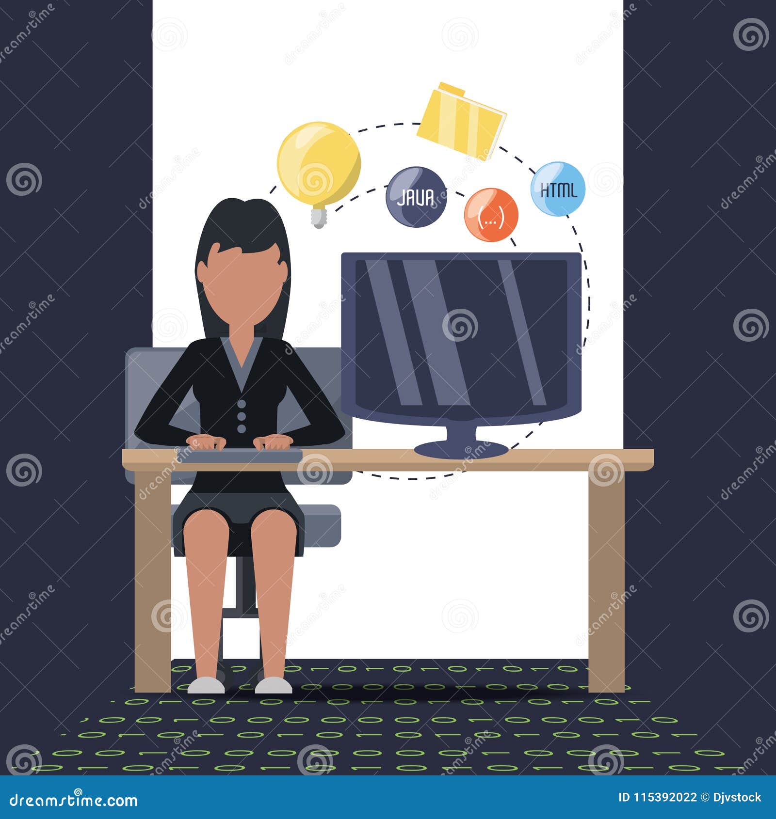 Web Developer Working On Computer Programming Coding Stock Vector Illustration Of Homepage