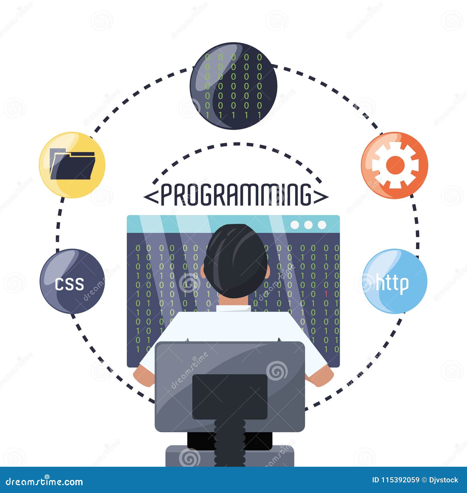 Web Developer Working On Computer Programming Coding Stock Vector 5561