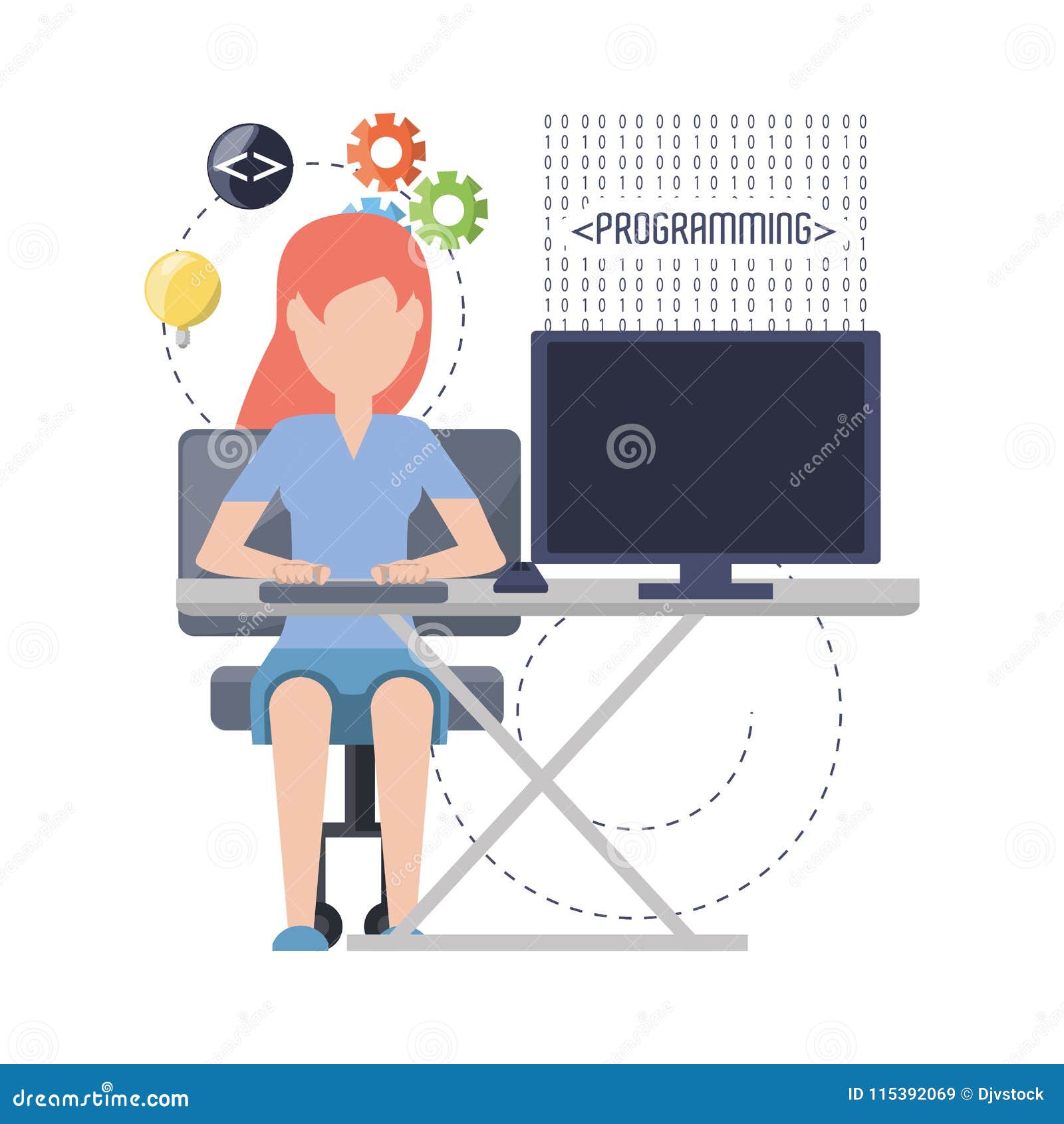 Web Developer Working On Computer Programming Coding Stock Vector