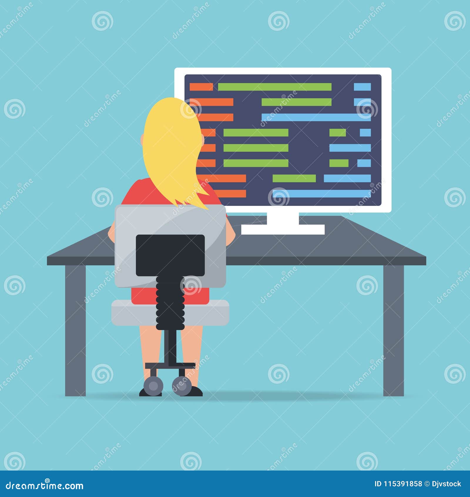 Web Developer Working on Computer Programming Coding Stock Vector ...